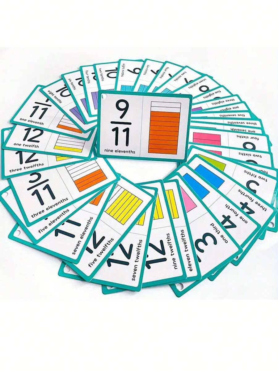 35pcs Double-Sided Fraction Number Cards, Fractions From 1/12 To 12/12 ...