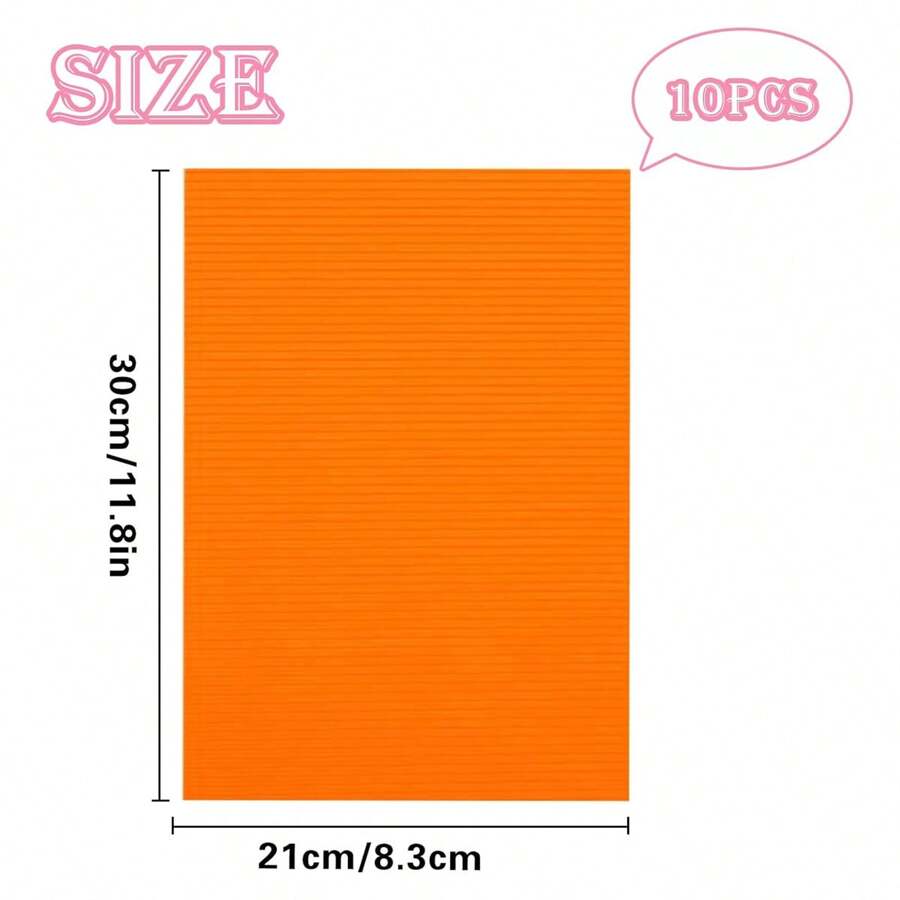 10 Sheets Of Colorful Corrugated Paper, Corrugated Cardboard In ...