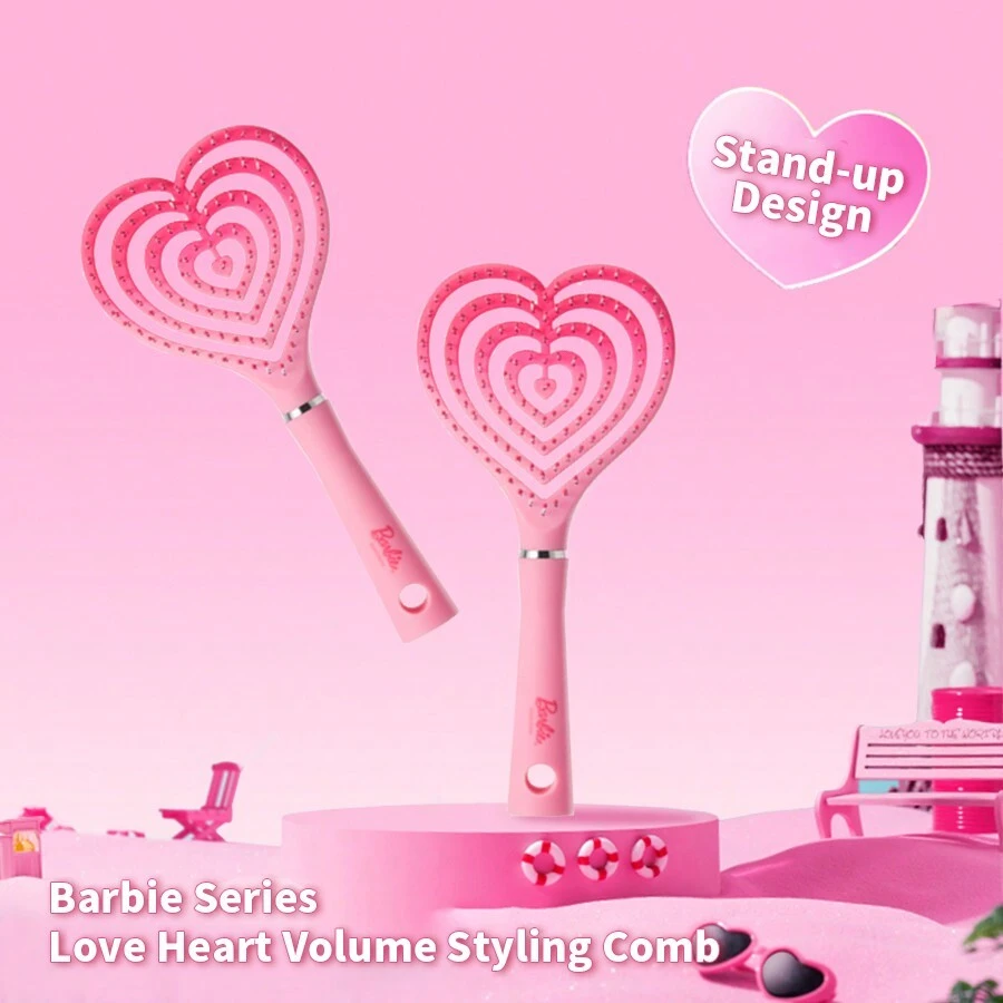 Miniso Barbie Heart Volume Styling Comb - Premium Plush Hairbrush For ...
