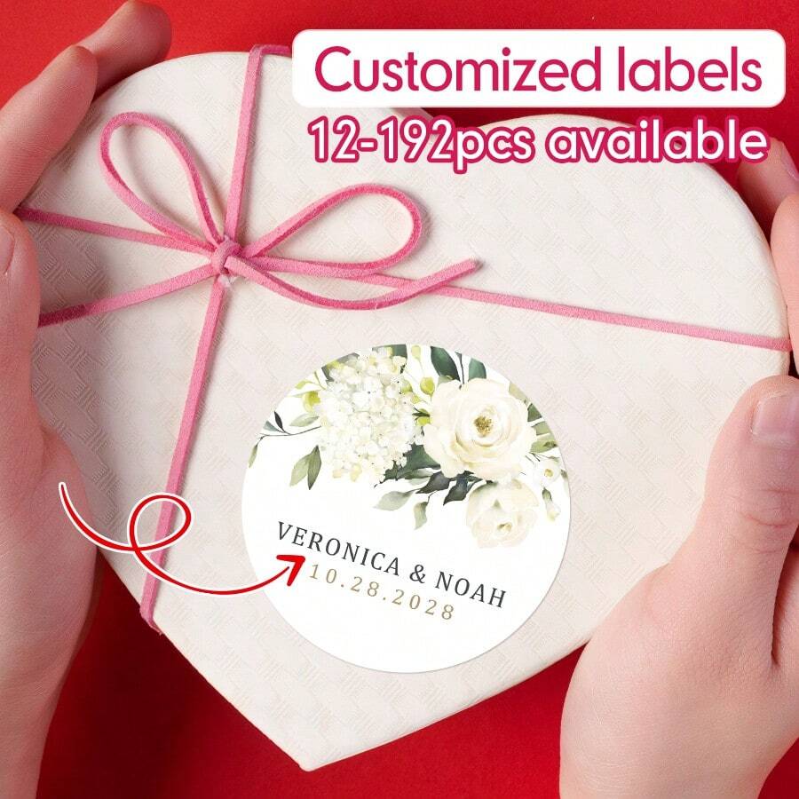Floral Wedding Name Stickers - Customizable And Personalized Labels For ...