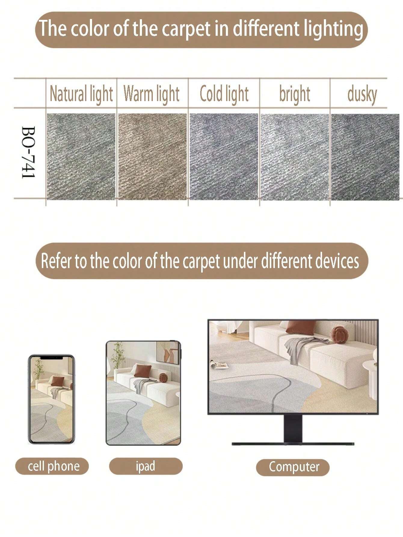 Thickened High Resilience Cotton Plush Rug, Moroccan Style, Non-Slip ...