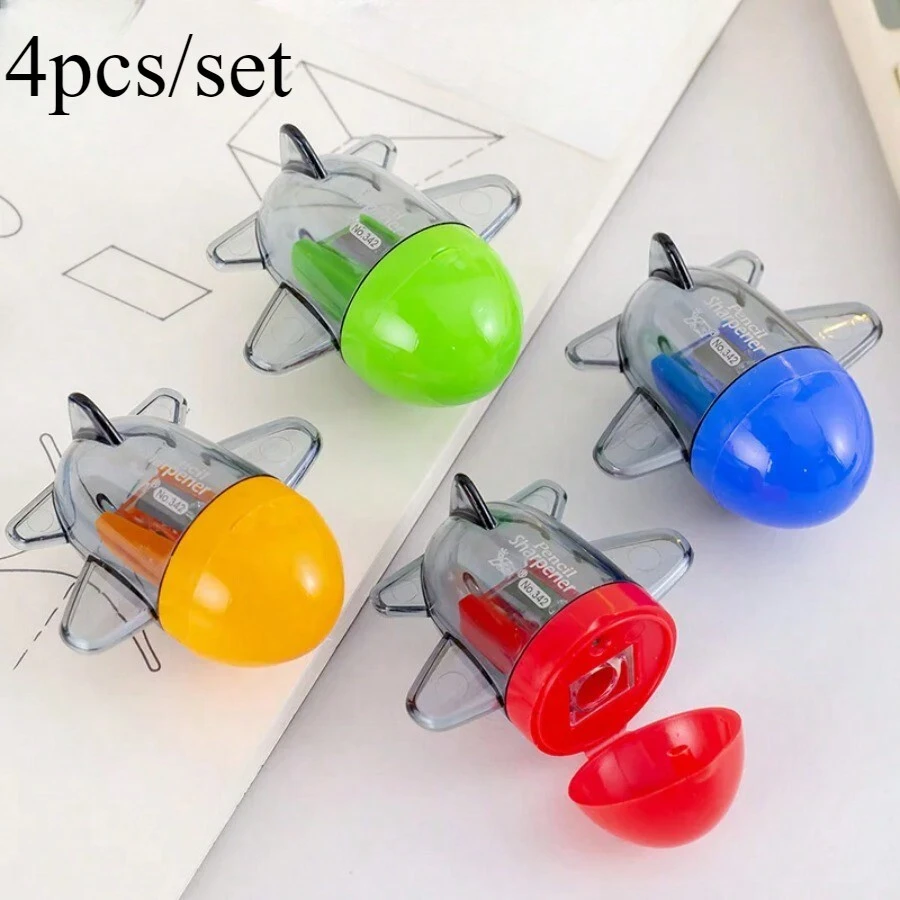 4pcs/Set Transparent Small Airplane Single Hole Pencil Sharpener ...