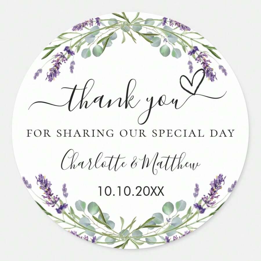 Elegant Floral Wedding Name Stickers - Customizable, Personalized ...