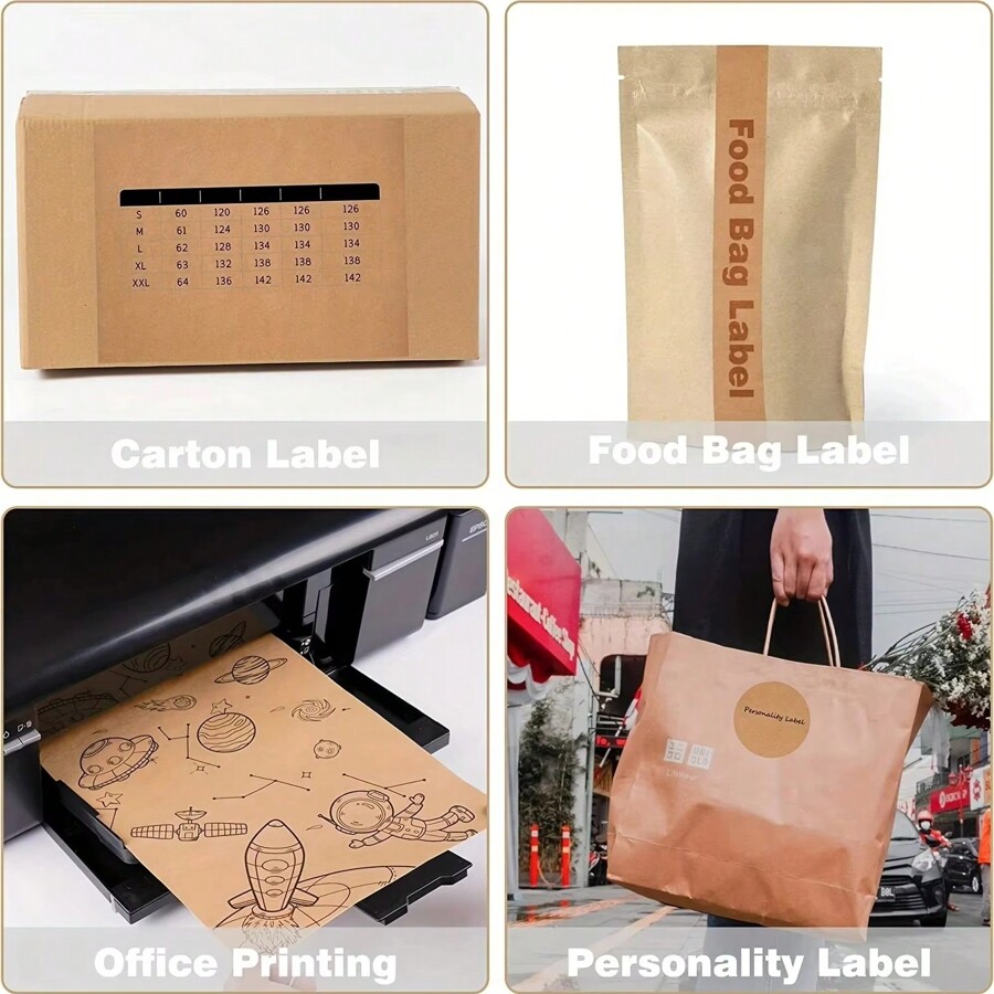 A4 Kraft Afdrukbare Kleverige Zelfklevende Sticker Label Kraft Papier Vel Voor Laser Inkjet ...