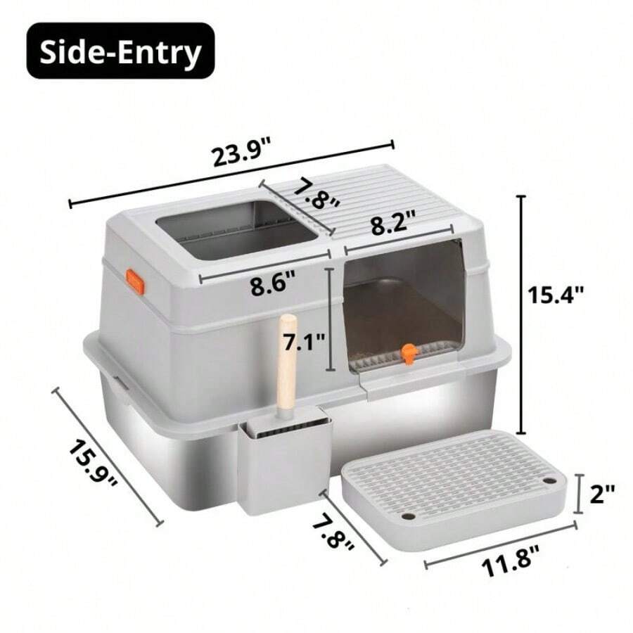 Full Enclosed XL Convertible Stainless Steel Litter Box With Leak-Proof ...