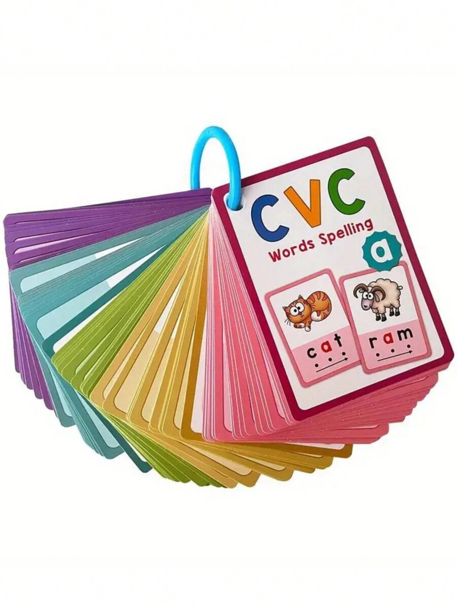 130pcs CVC Phonetic English Words, Learning Flashcards Short Vowel ...