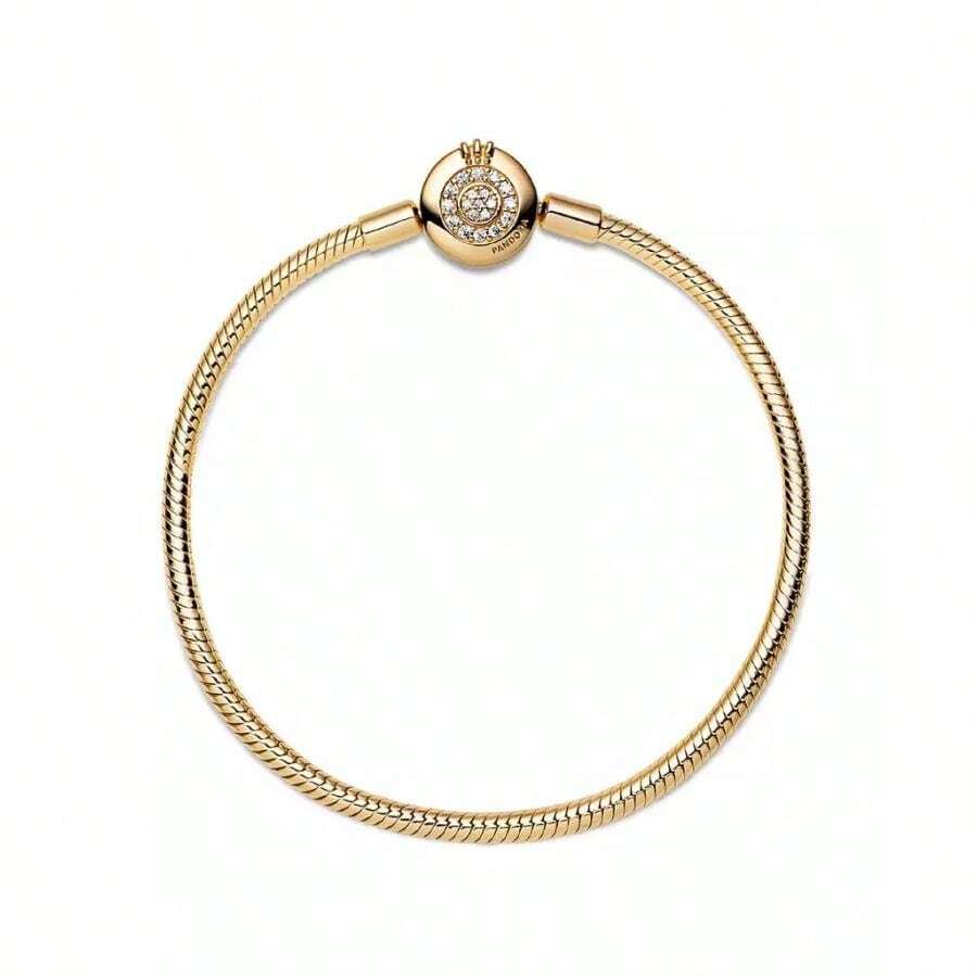 Pandora Moments Cubic Zinia 14K Gold-Plated Sparkling Crown O Snake ...