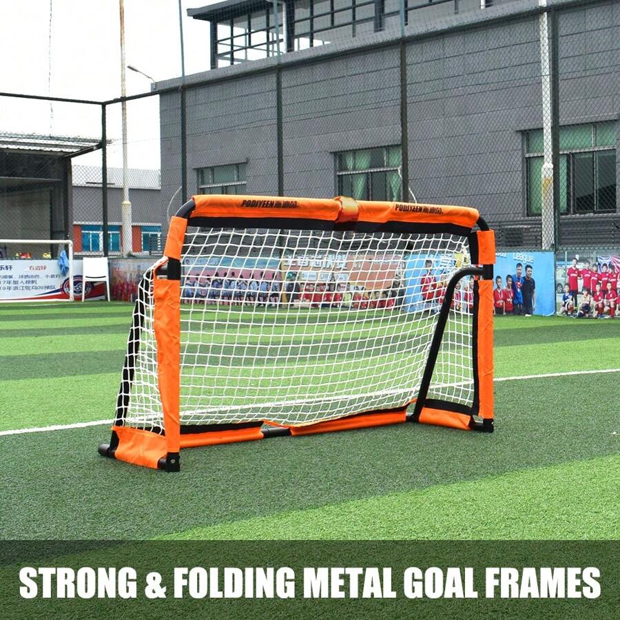 Folding Metal Soccer Goal Premium Training Target Goal Quick Assembly ...
