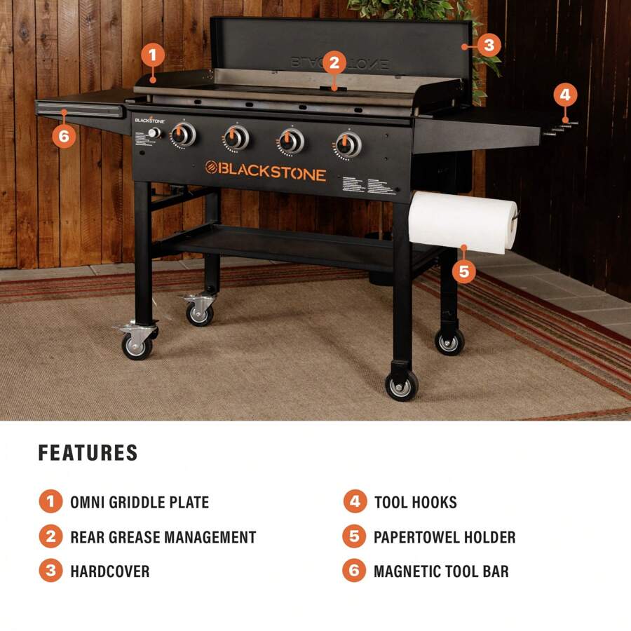 Blackstone Original 4-Burner 36" Propane Omnivore Griddle With Hard Cover | SHEIN UK
