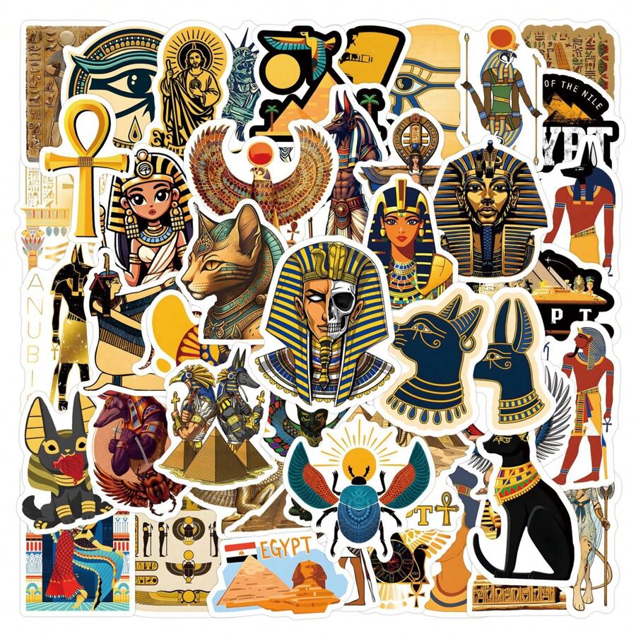 60pcs Ancient Egypt Themed Stickers, Cute Cartoon Aesthetic Vinyl ...