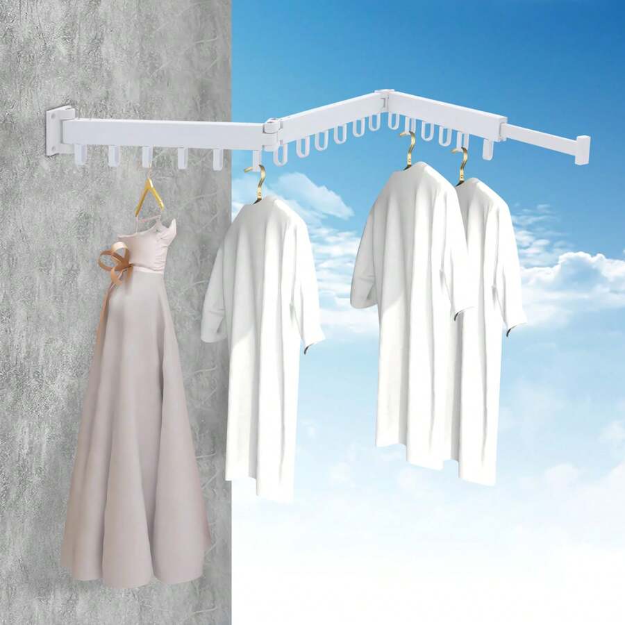 Collapsible Tri-Fold Wall-Mounted Clothes Drying Rack: Space-Saving ...
