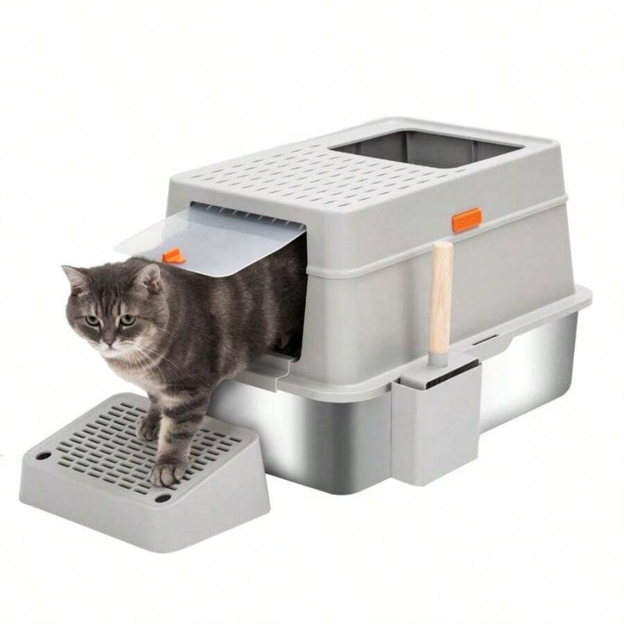 Full Enclosed XL Convertible Stainless Steel Litter Box With Leak-Proof ...