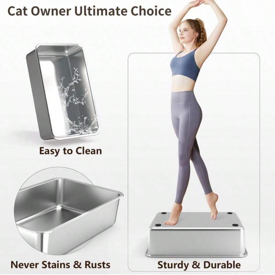 Full Enclosed XL Convertible Stainless Steel Litter Box With Leak-Proof ...