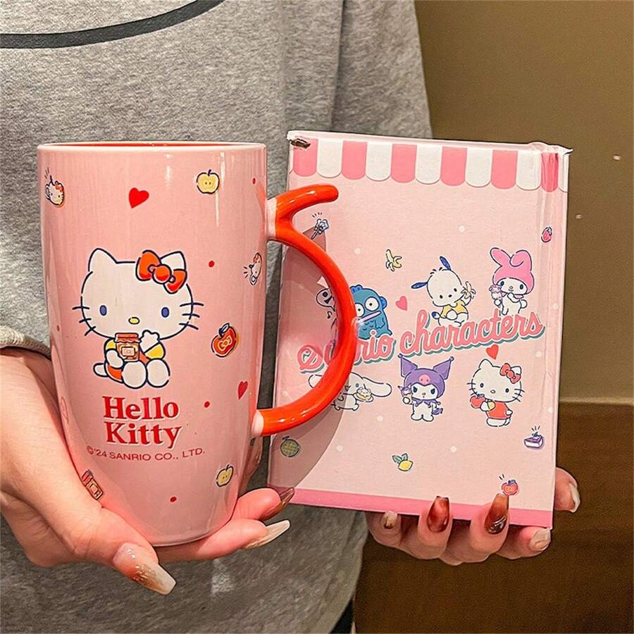 1pc Hello Kitty Ceramic Mug, Cartoon Large Capacity Coffee Cup, All ...
