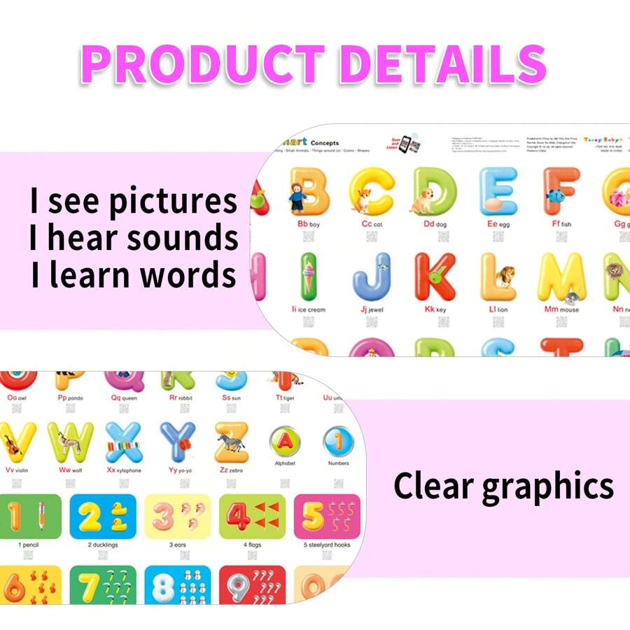 1pc Children's English Alphabet, Word, Number & Quantity Learning ...