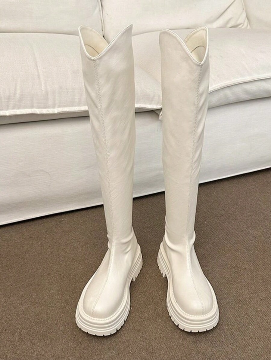 Thick Sole Tall Shaft Boots For Women Winter 2024 New Knight Boots High ...