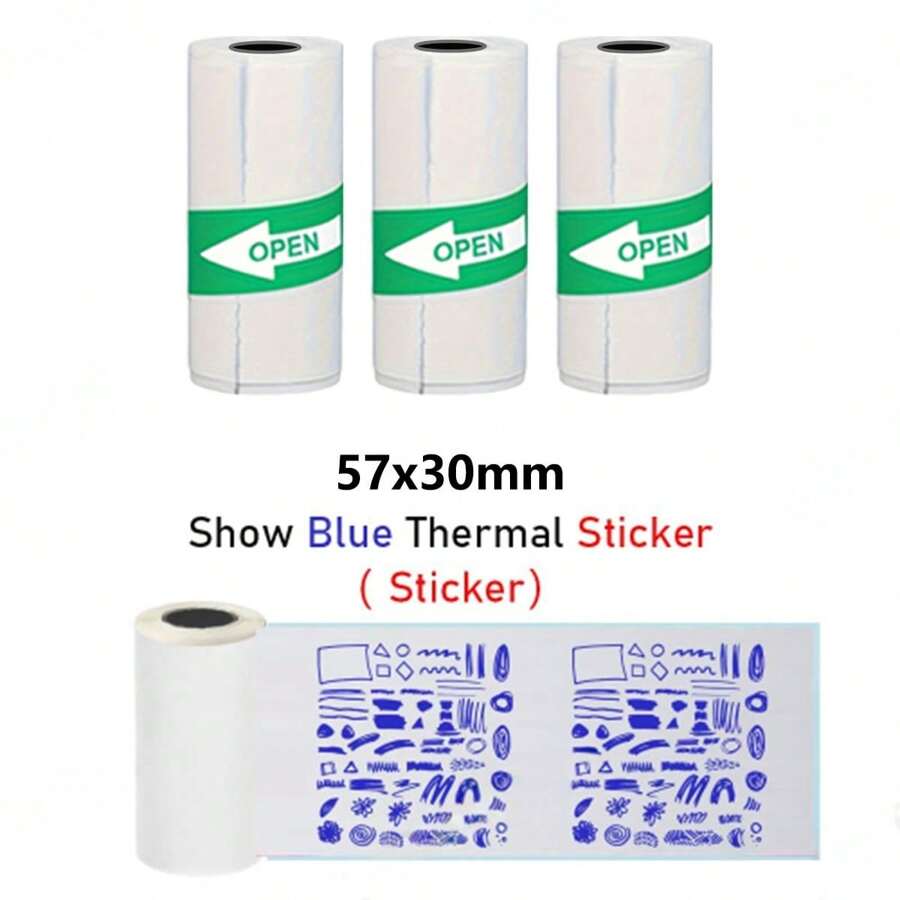 Mini Printer Paper,Blue On White Thermal Sticker Paper,Self-Adhesive ...