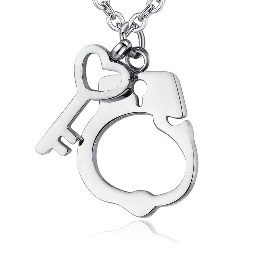 Stainless Steel Key And Lock Necklace, Handcuffs On Your Heart, Heart ...