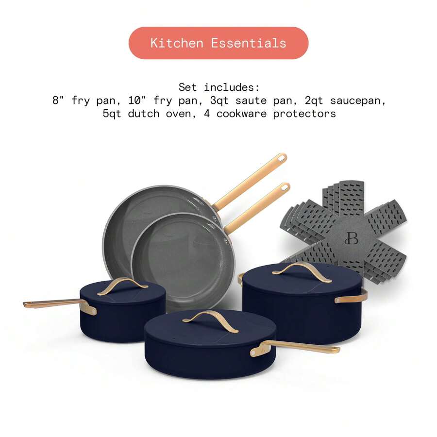 Beautiful 12pc Ceramic Non-Stick Cookware Set, Starry Night By Drew ...