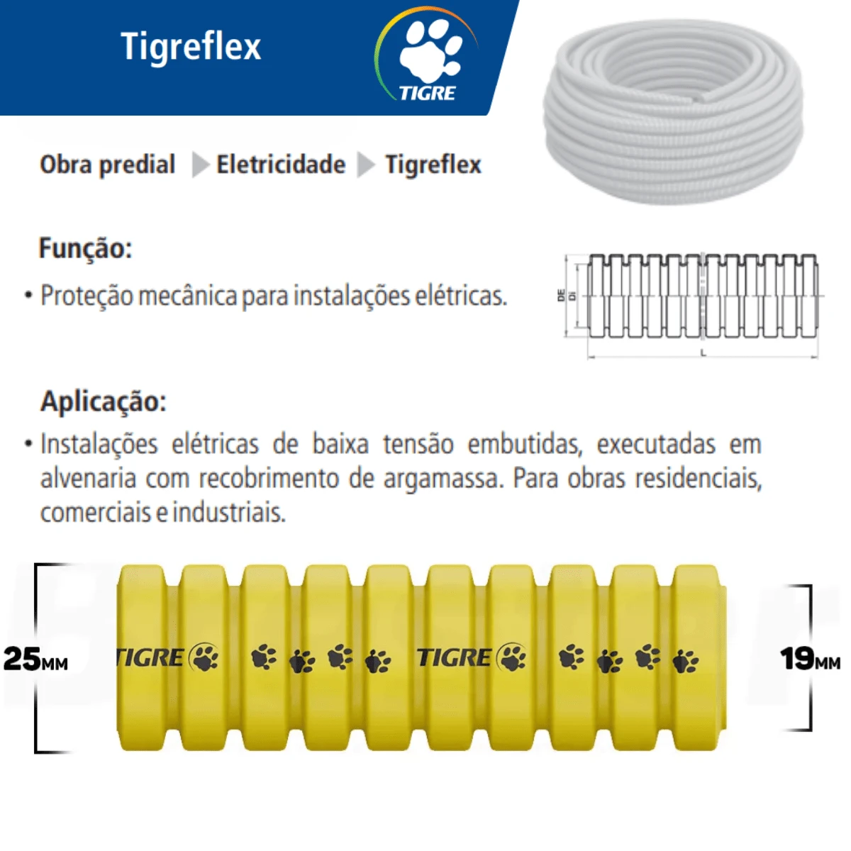 3/4 Hose 50 Meters Tigre Conduit + 10 Tigre 4x2 Light Box Corrugated 3/ ...