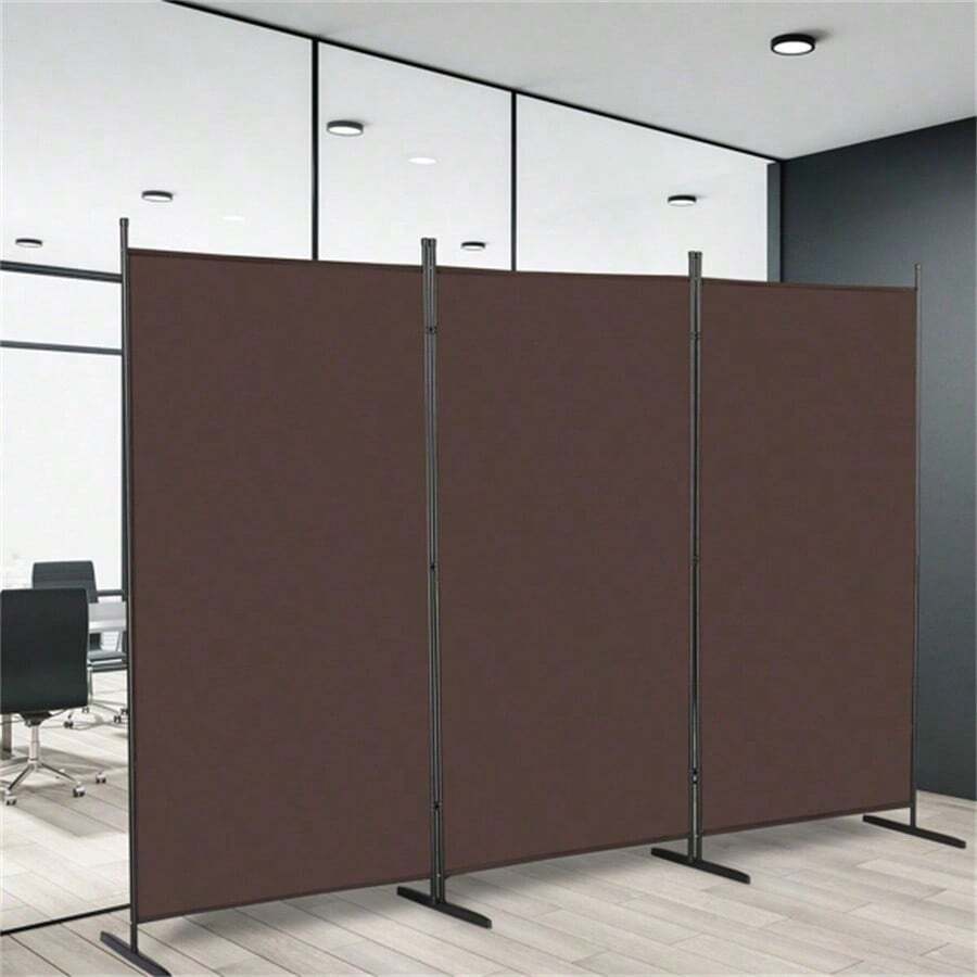 Brown Tri-Fold Screen, Office Hotel Foldable Partition Screen, Push ...
