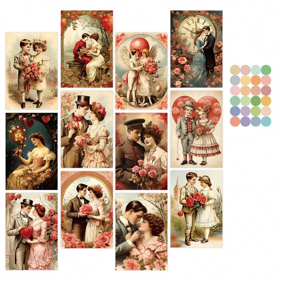 12pcs Romantic Rose Lovers Wall Collage Kit, Love Theme Postcards For ...