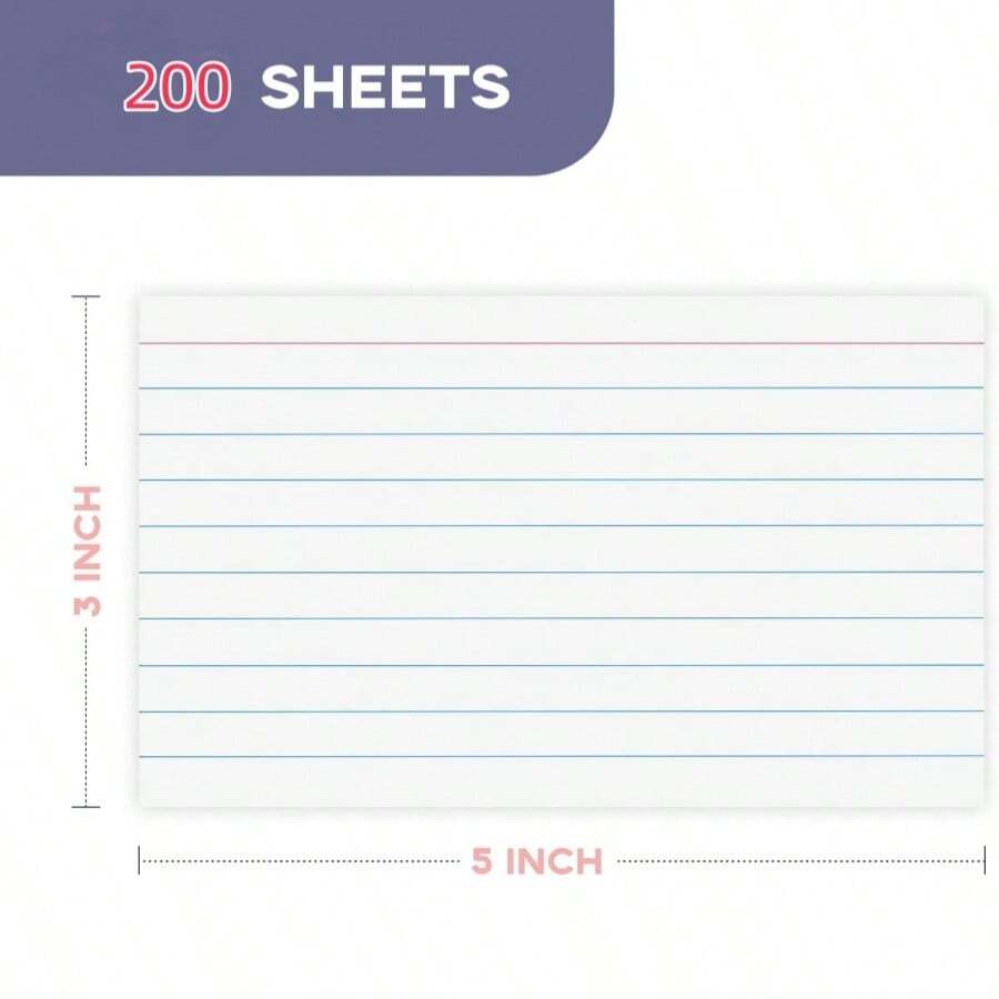 3x5 Ruled Index Cards, 200 Sheets White Lined Blank Note Cards, 3 X 5 ...