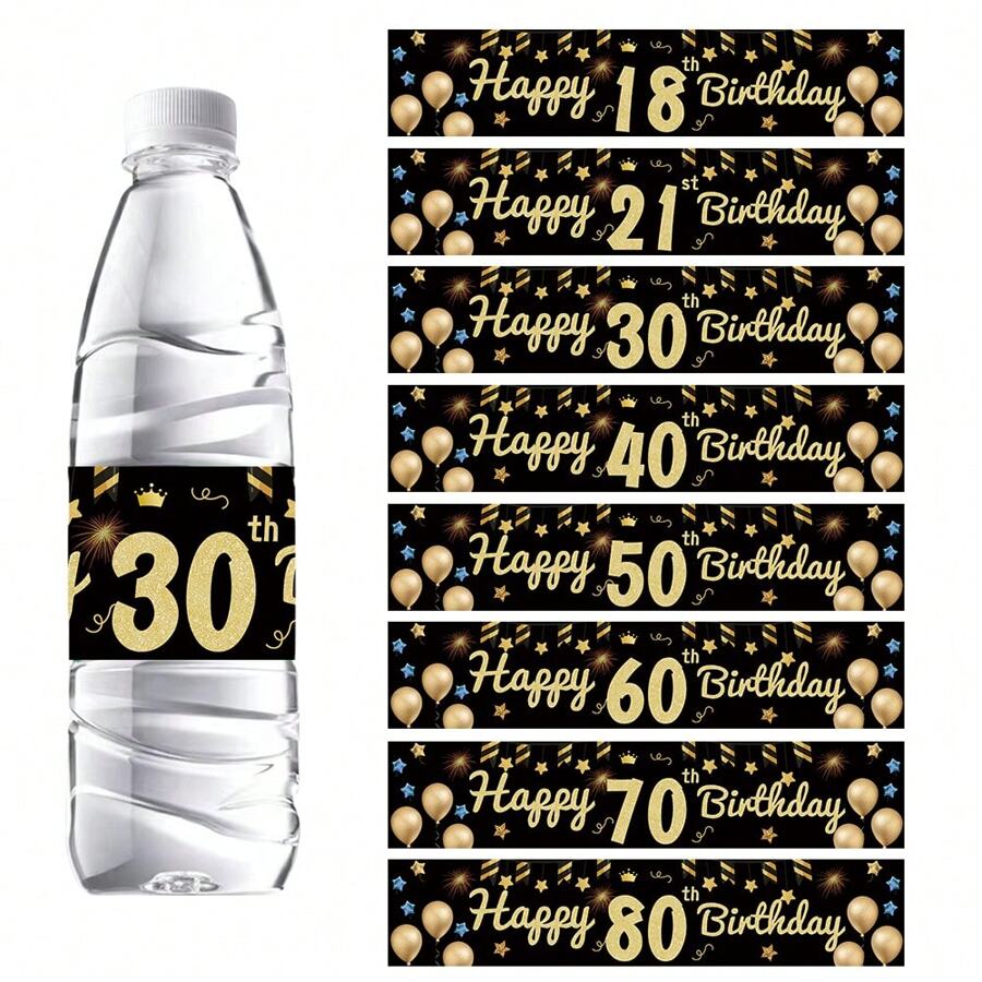 24pcs 18th 21st 30th 40th 50th 60th 70th 80th Birthday Party Water ...