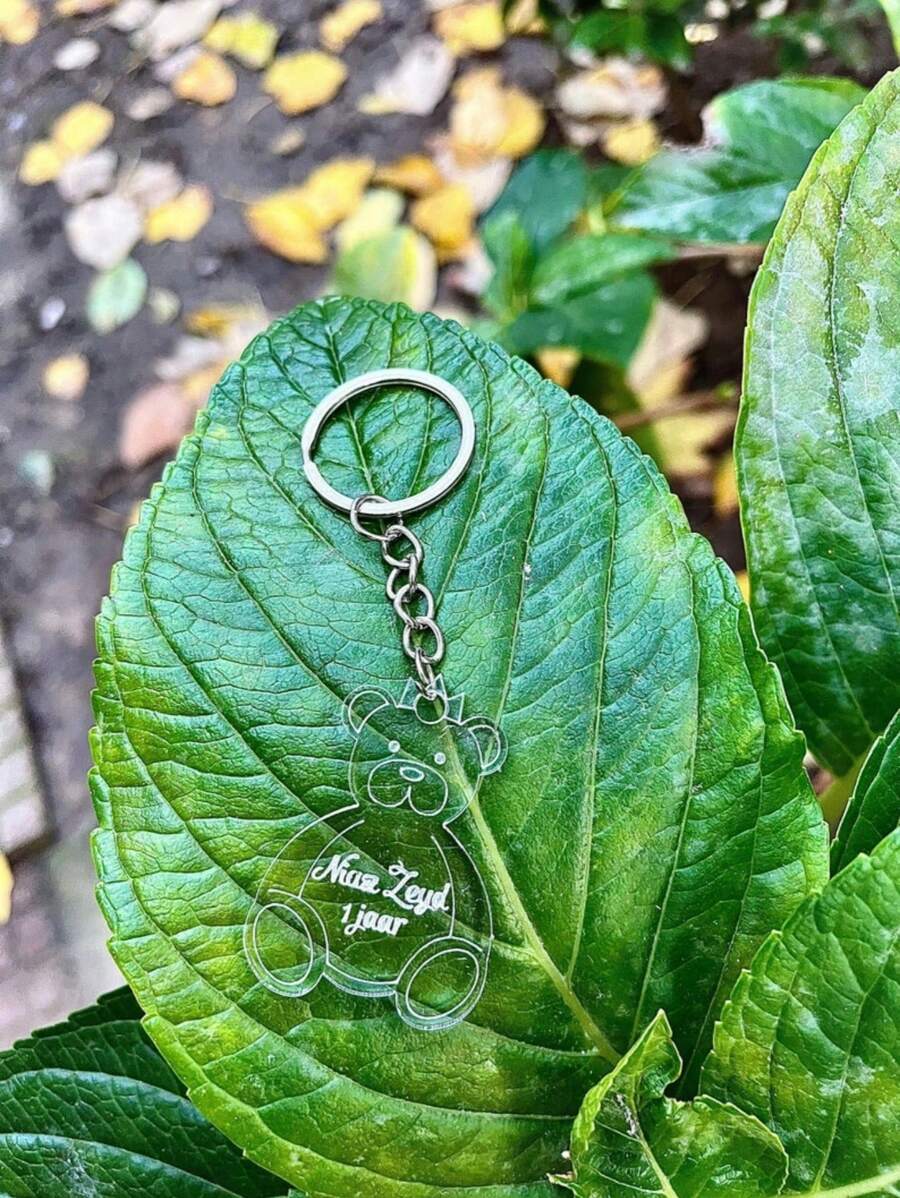 Teddy Bear Custom Clear Acrylic Mirror Tags, Beary First Birthday ...