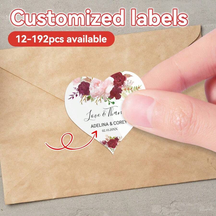 Pegatinas personalizadas con nombre y flores para boda - Etiquetas ...