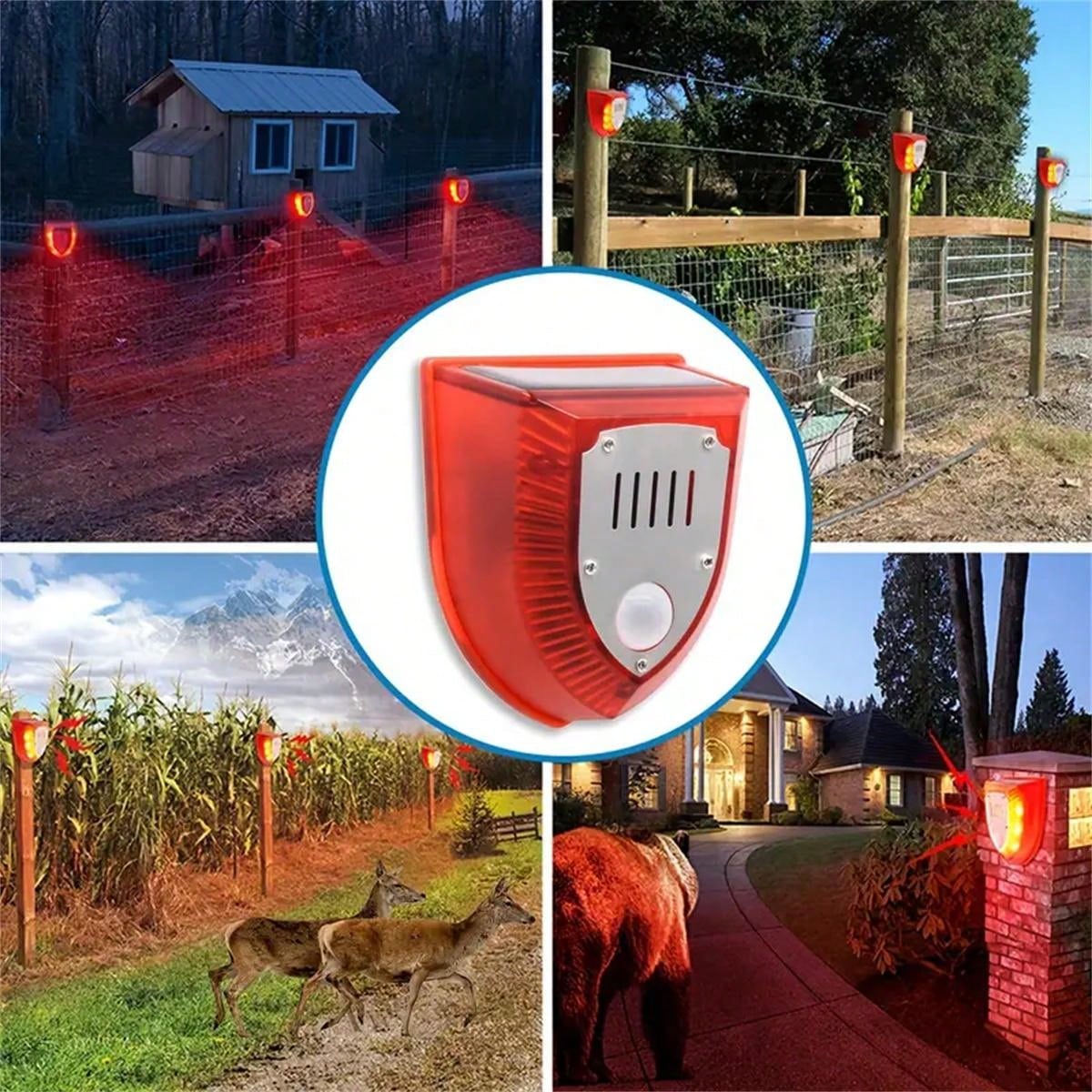 129 Decibel Solar Outdoor Alarm With Barking Dog And Gunshot Sound ...