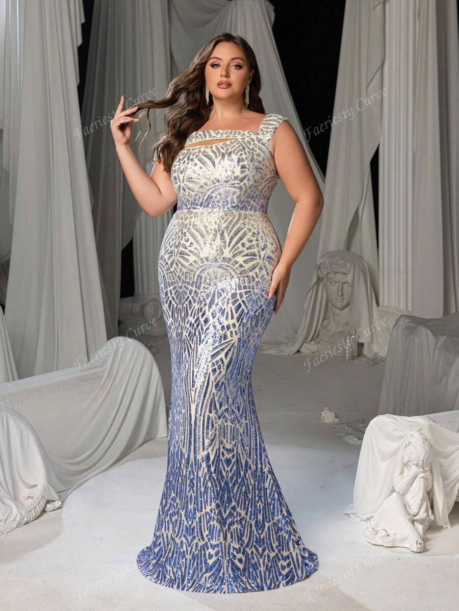 Faeriesty Plus Ombre Sequin Diagonal Neckline Mermaid Hem Formal Dress for Sale Australia| New ...