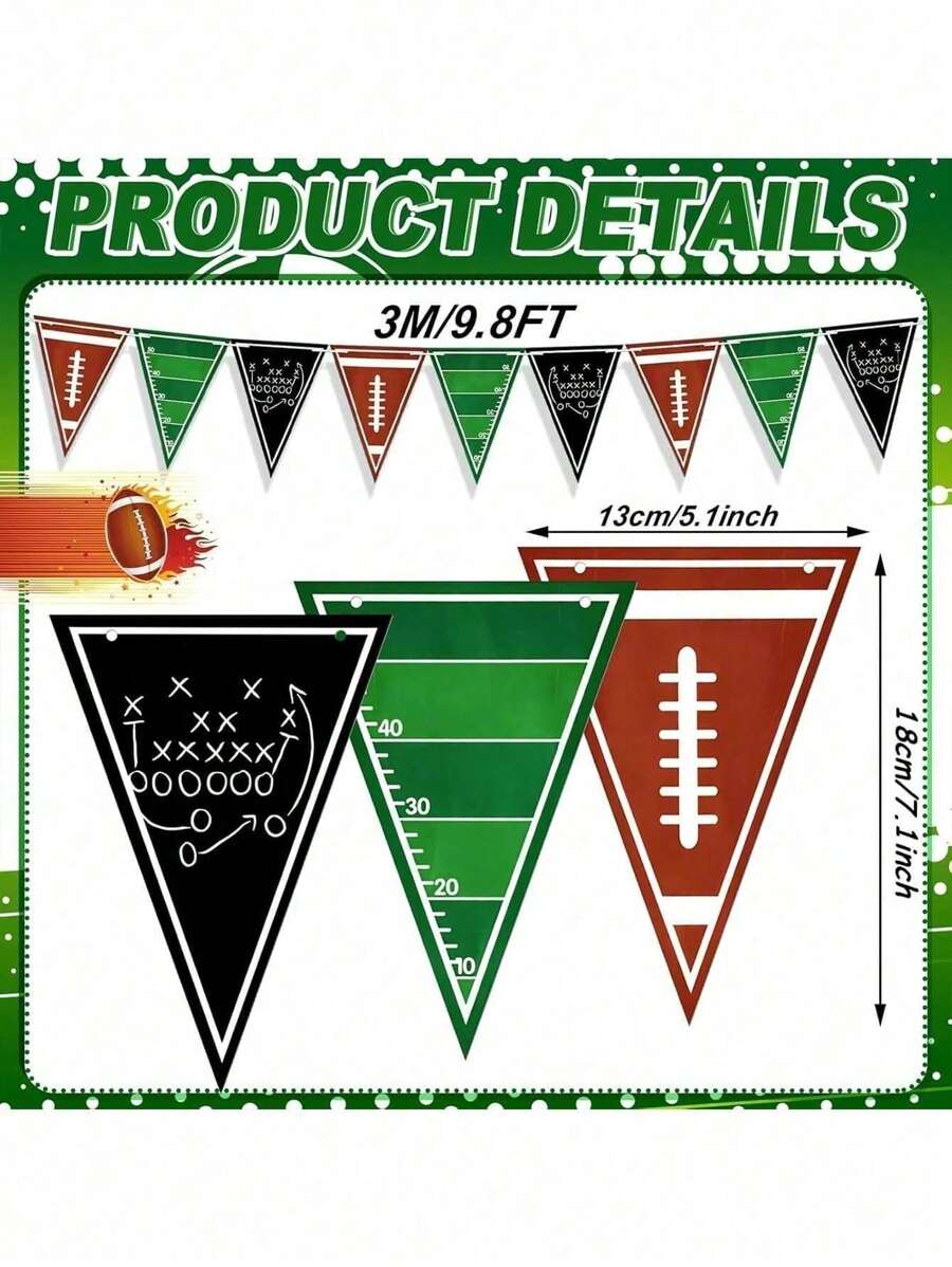 10pcs New Sports Party Football Themed Triangle Flags Banner Party ...