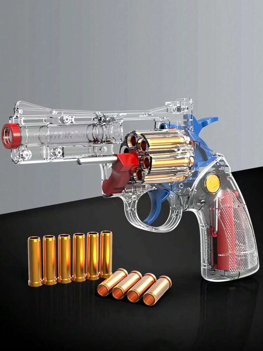 1 Piece Creative Transparent Soft Bullet Revolver Pistol Toy, Safe Non ...