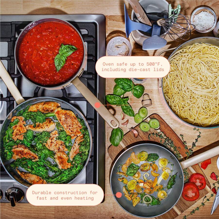 Beautiful 12pc Ceramic Non-Stick Cookware Set, Starry Night By Drew ...