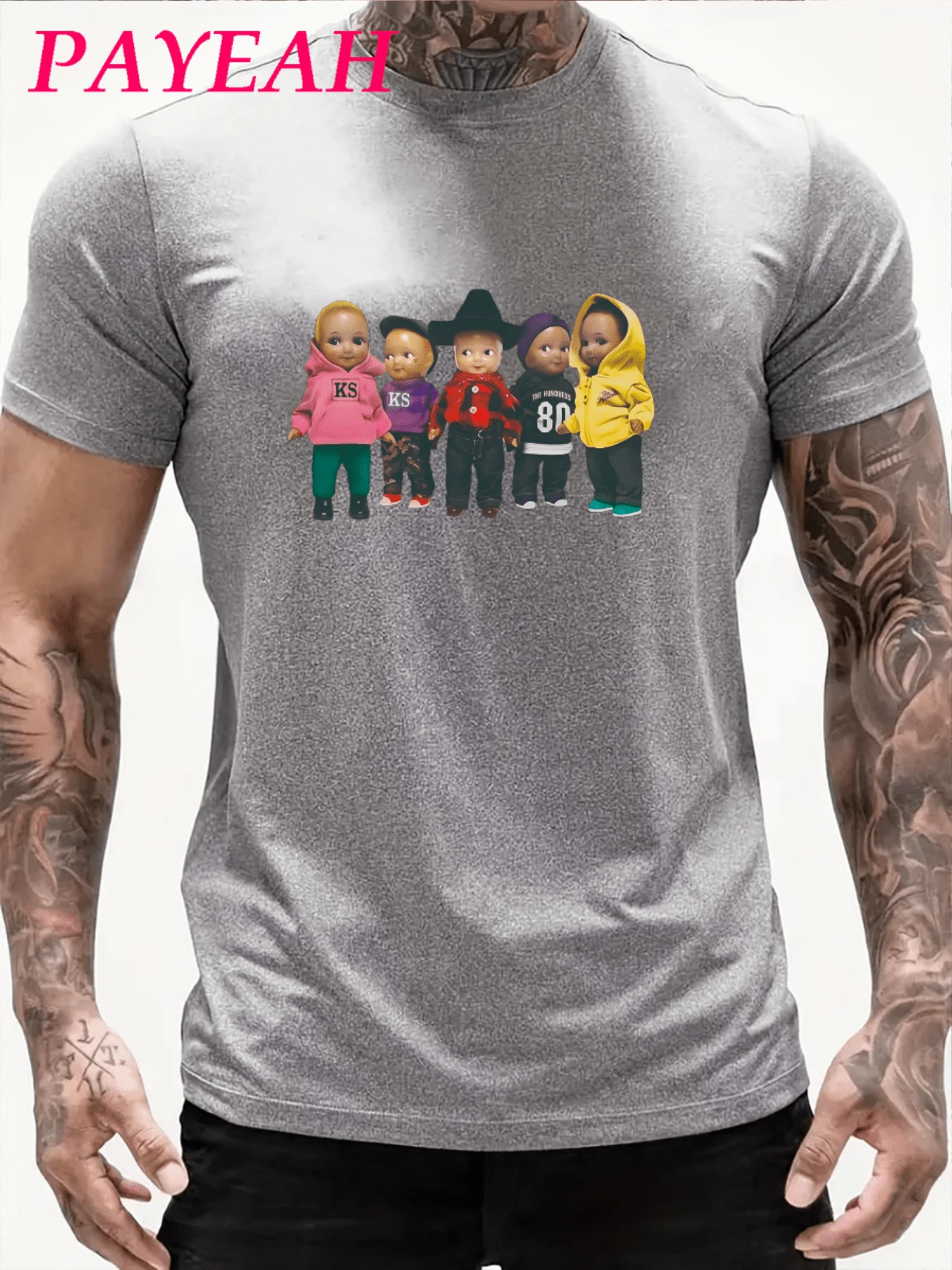 Payeah 1 Pcs Streetwear Pattern Of A Man With Five Portraits Of ...