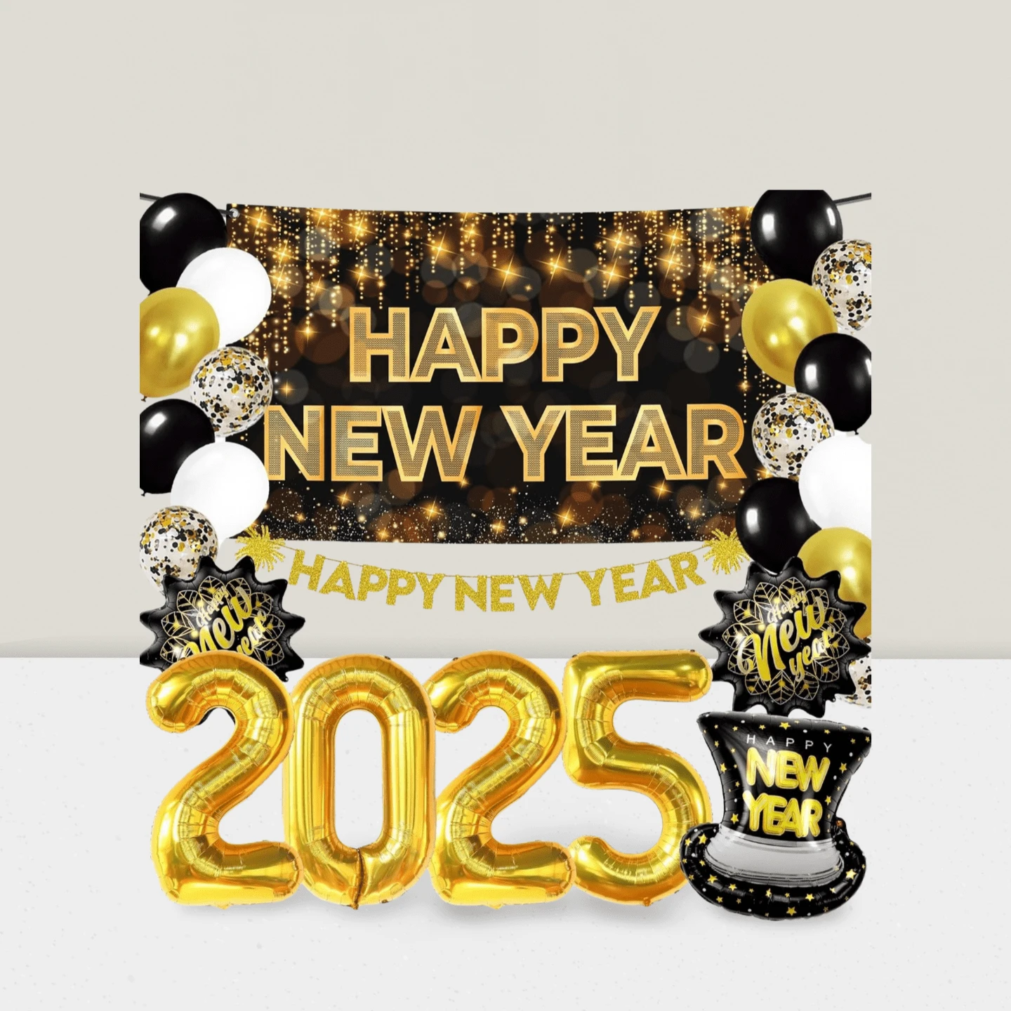 New Year's Eve Party Supplies 2025 Balloon Arch Kit With Happy New Year ...