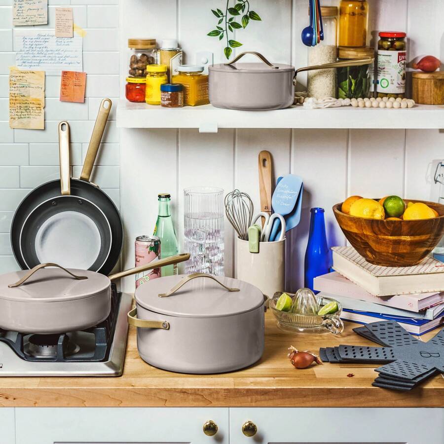 Beautiful 12pc Ceramic Non-Stick Cookware Set, Starry Night By Drew ...