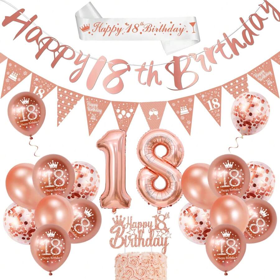 18th Birthday Party Decorations Kit, Includes Happy 18th Birthday ...