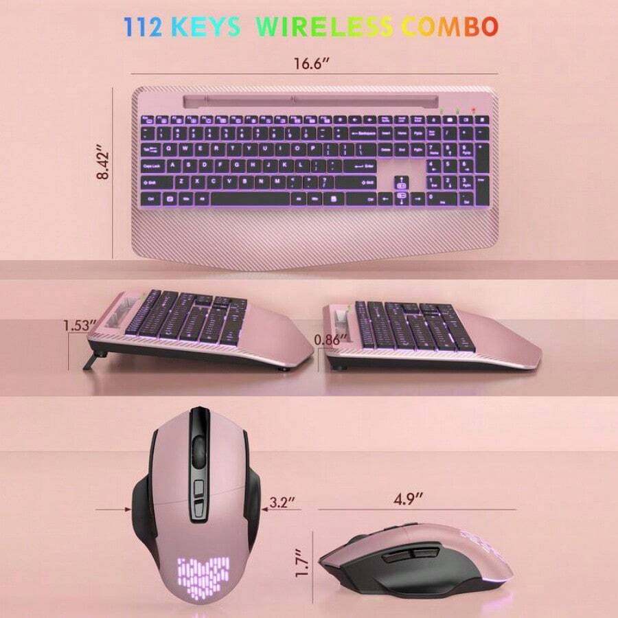 LED Wireless Keyboard And Mouse, Backlits, Wrist Rest, Jiggler Mouse ...