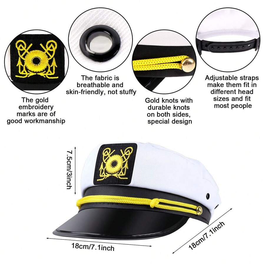 12 Pack Captain Hats Men Women Adjustable Sailor Hats For Boat Costume ...
