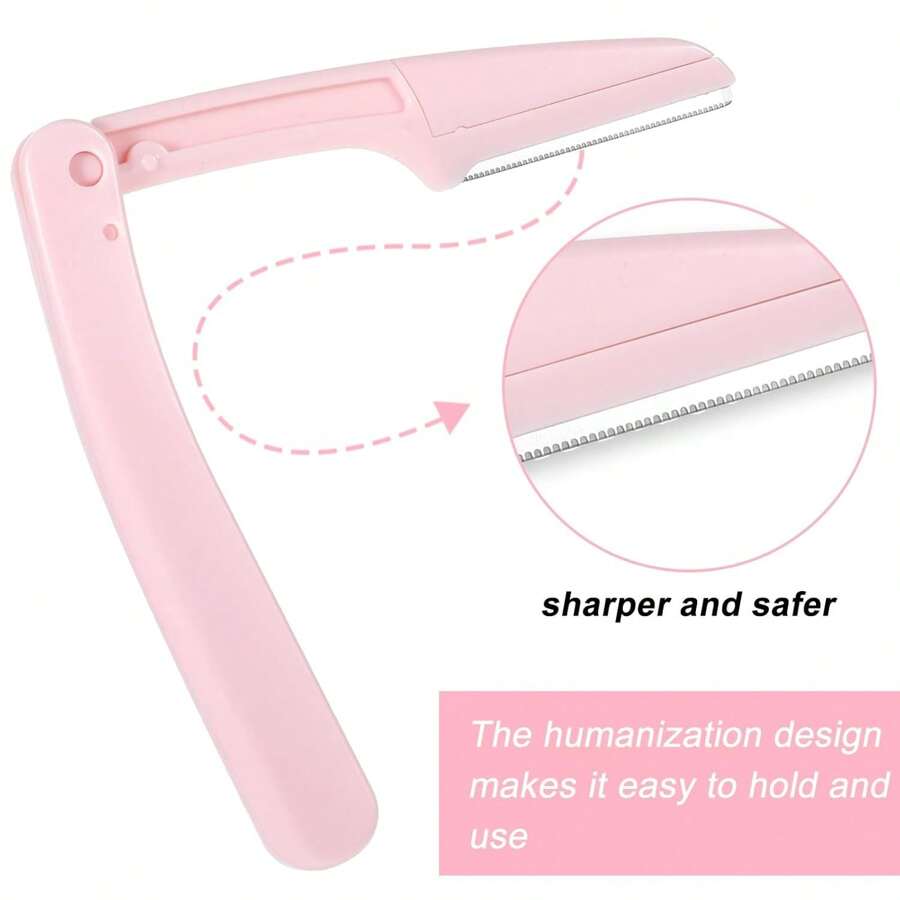 6 Pcs Foldable Face Razor And 10 Pcs Interchangeable Blades, Eyebrow ...
