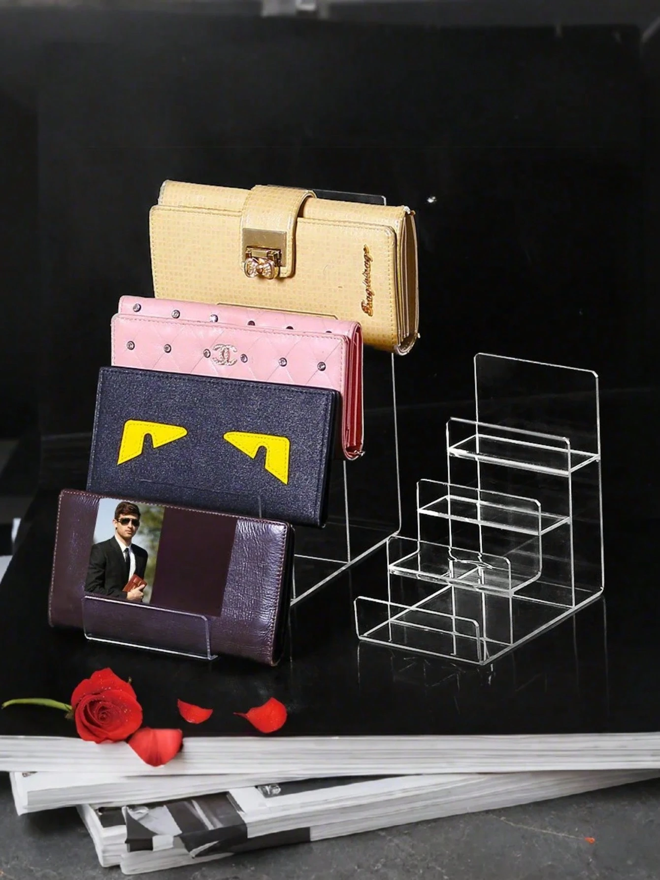Multi-Layer Acrylic Display Rack, Transparent Acrylic Wallet Display ...