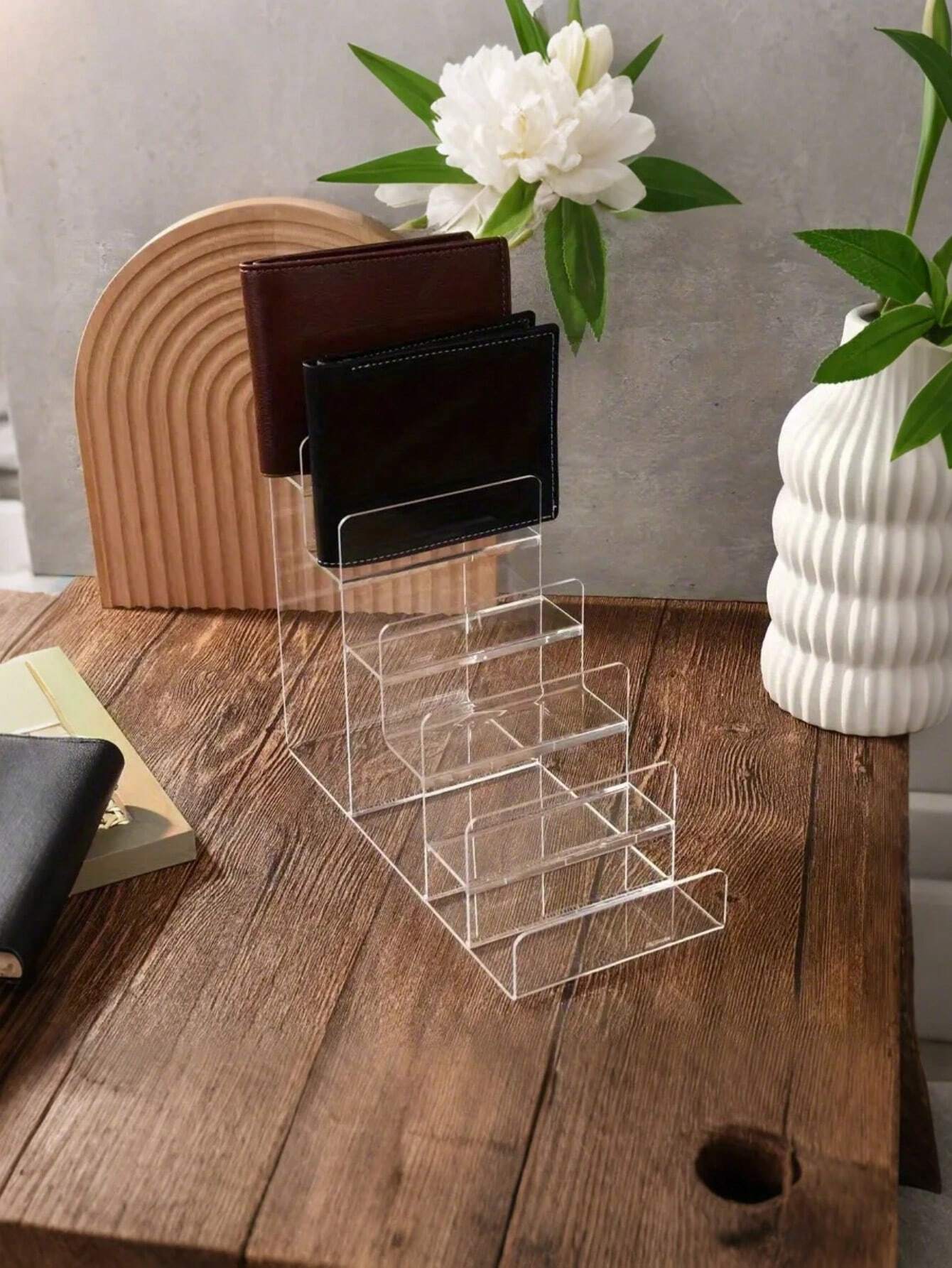 Multi-Tier Acrylic Display Stand, Transparent Acrylic Wallet Display ...