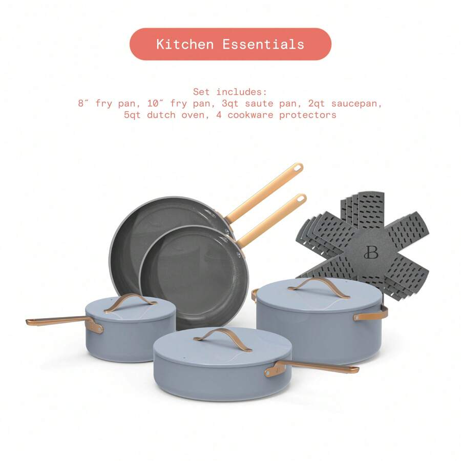 Beautiful 12pc Ceramic Non-Stick Cookware Set, Starry Night By Drew ...