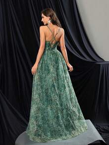 QOQ Abito lungo da donna romantico con scollo alla halter, orlo con ...