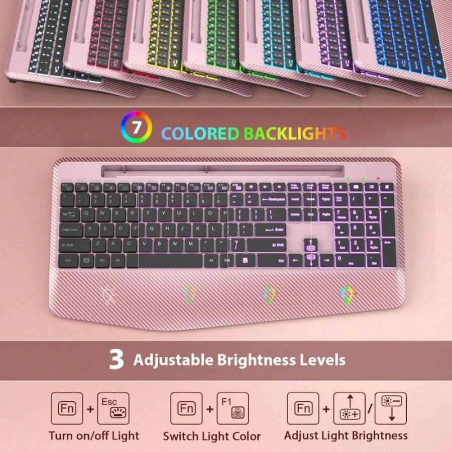 LED Wireless Keyboard And Mouse, Backlits, Wrist Rest, Jiggler Mouse ...