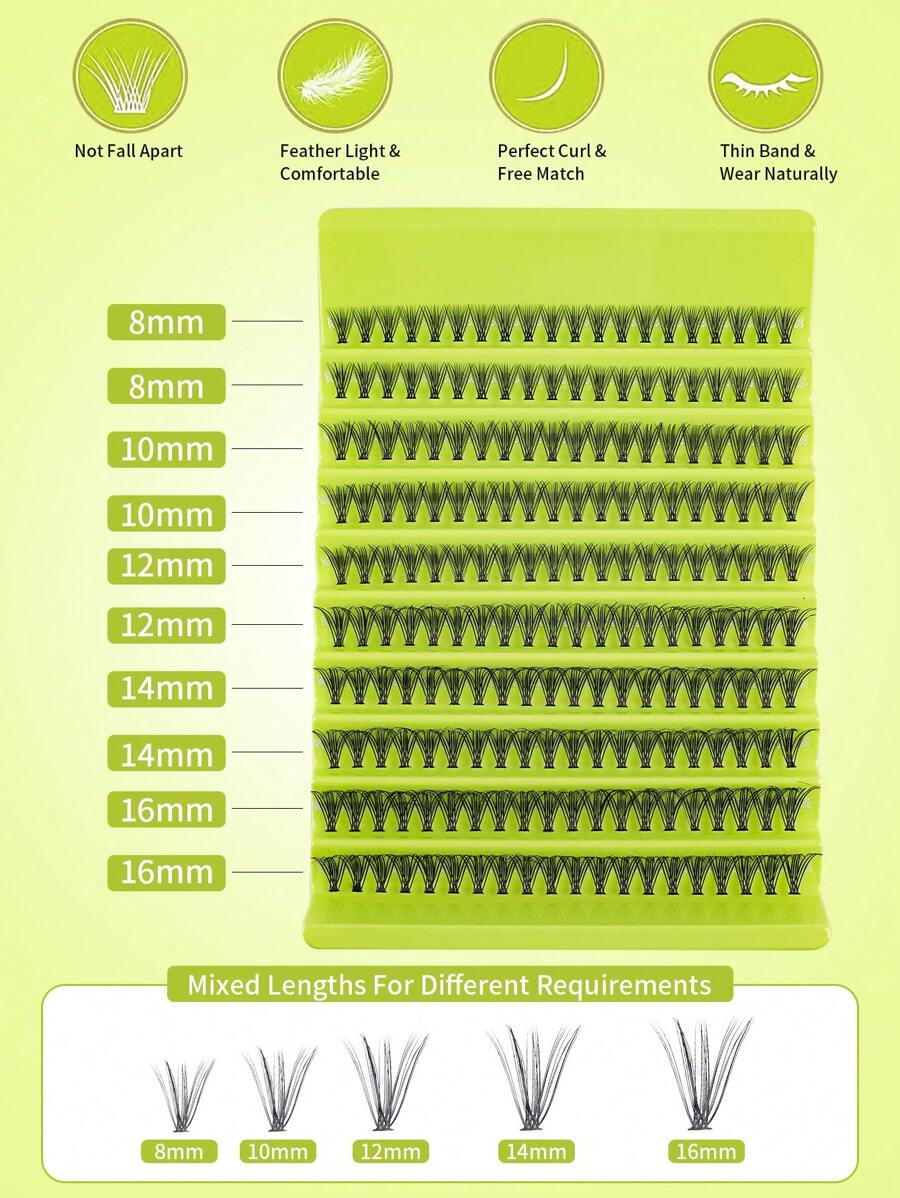 200 Long 30P Lashes Segmented Lashes Mix 8 -14 Mm In Length C Curly ...