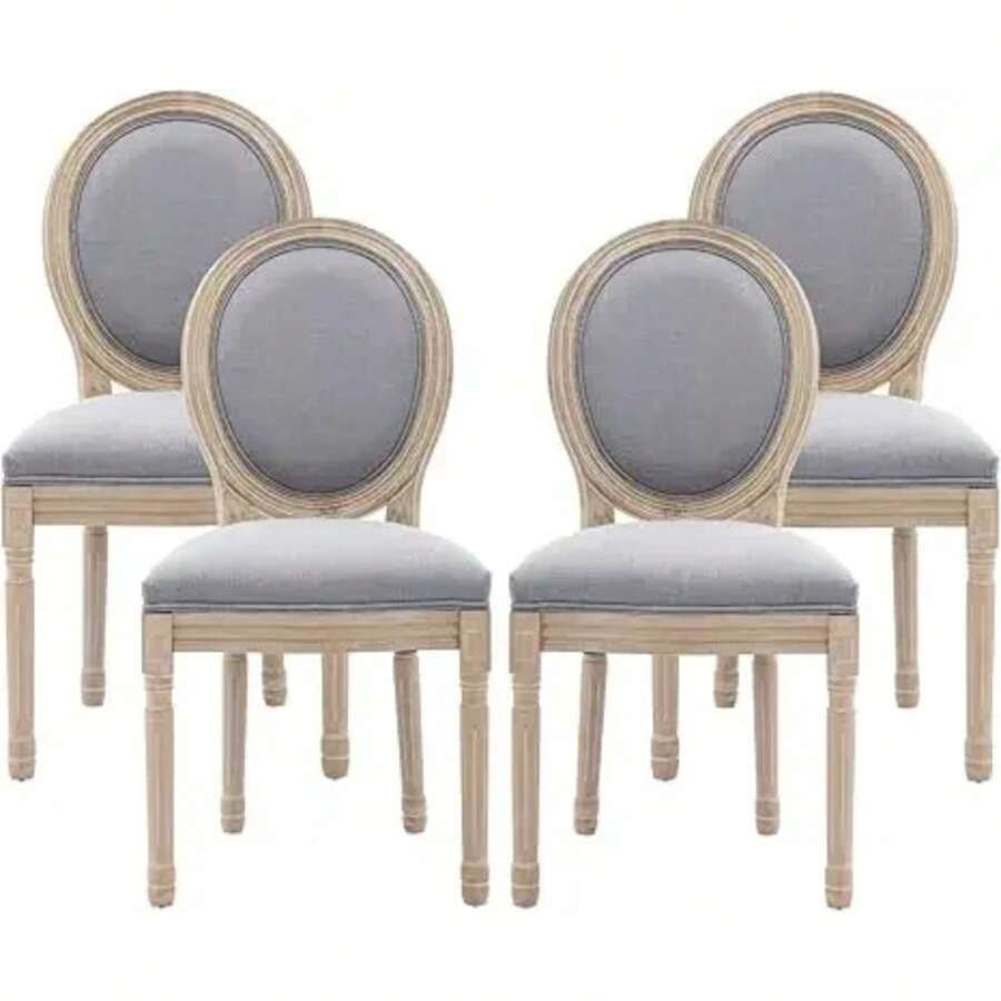 French Country Dining Chairs Set Of 4, Farmhouse Fabric Chairs With ...