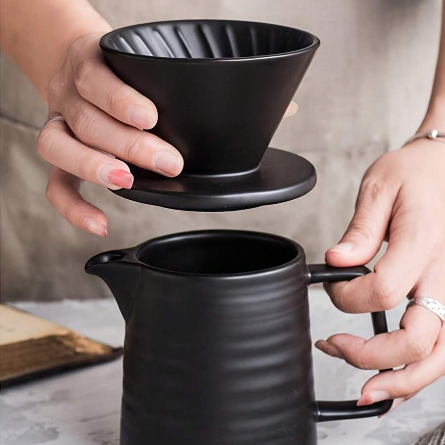 Ceramic Pour-Over Coffee Dripper Set, Includes Share Pot & Filter Cup ...